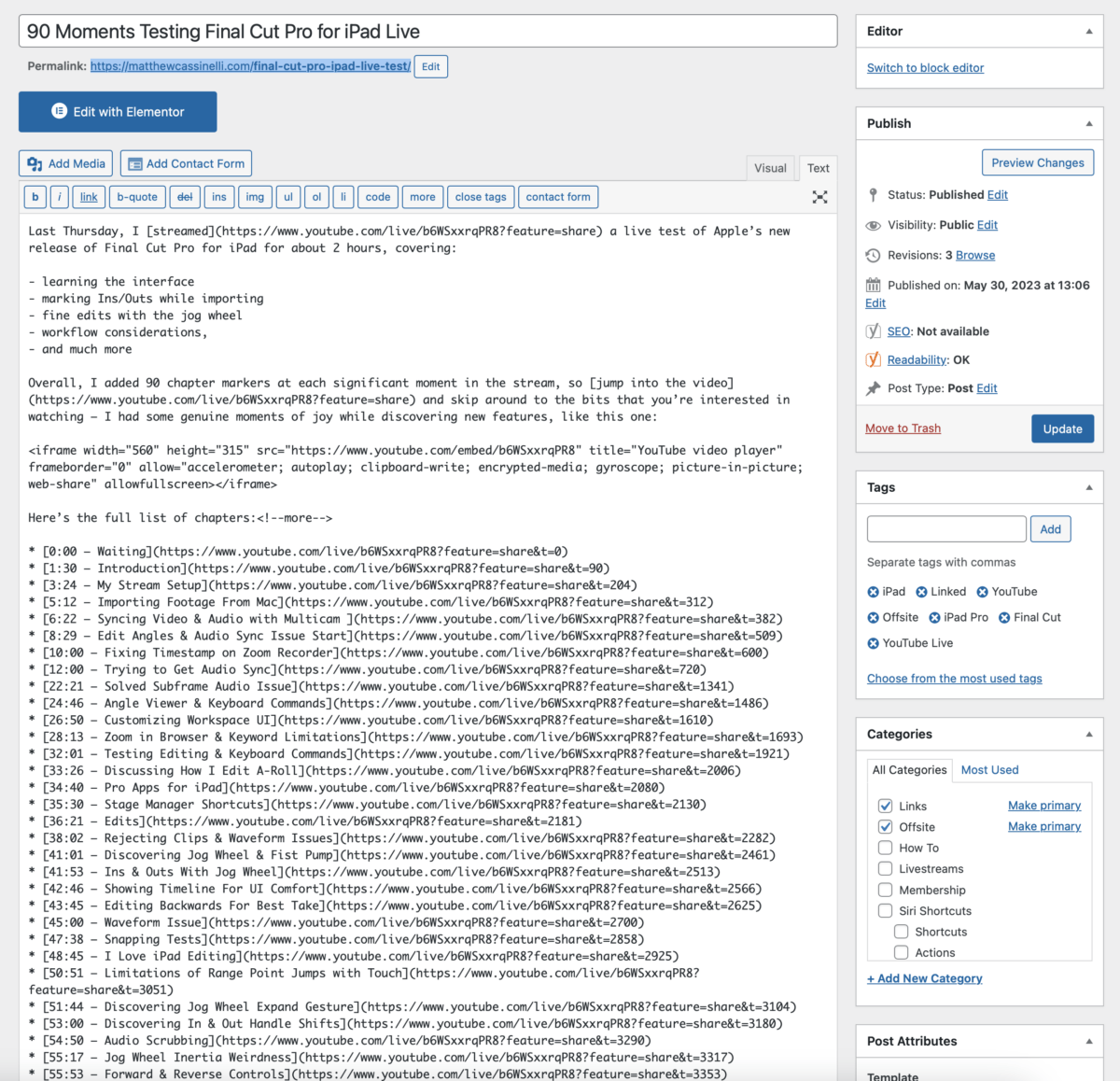 How to quickly link all your YouTube chapter markers using Shortcuts ...