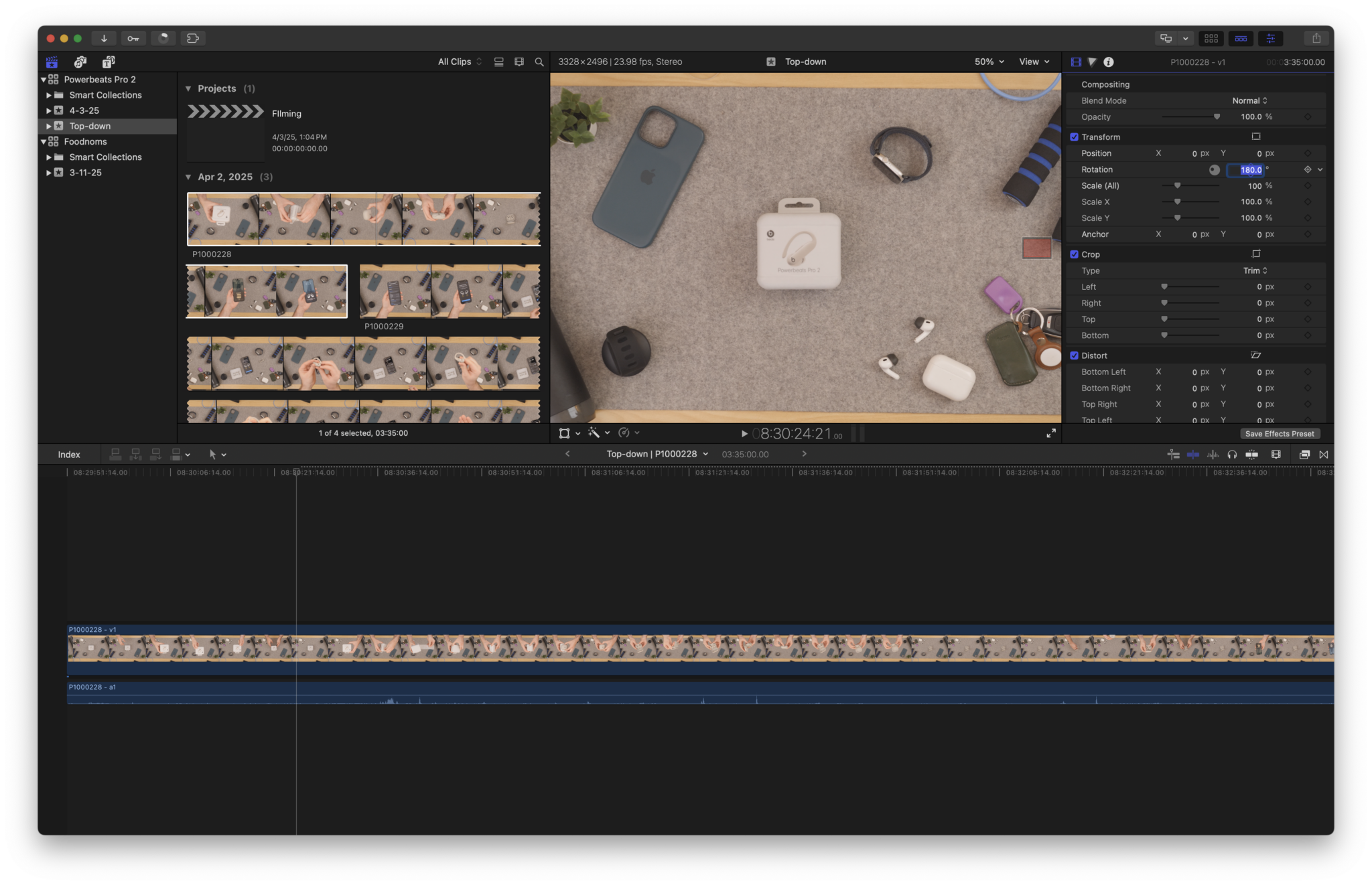 How To Rotate Upside-Down Top-Down Camera Footage using the Final Cut ...