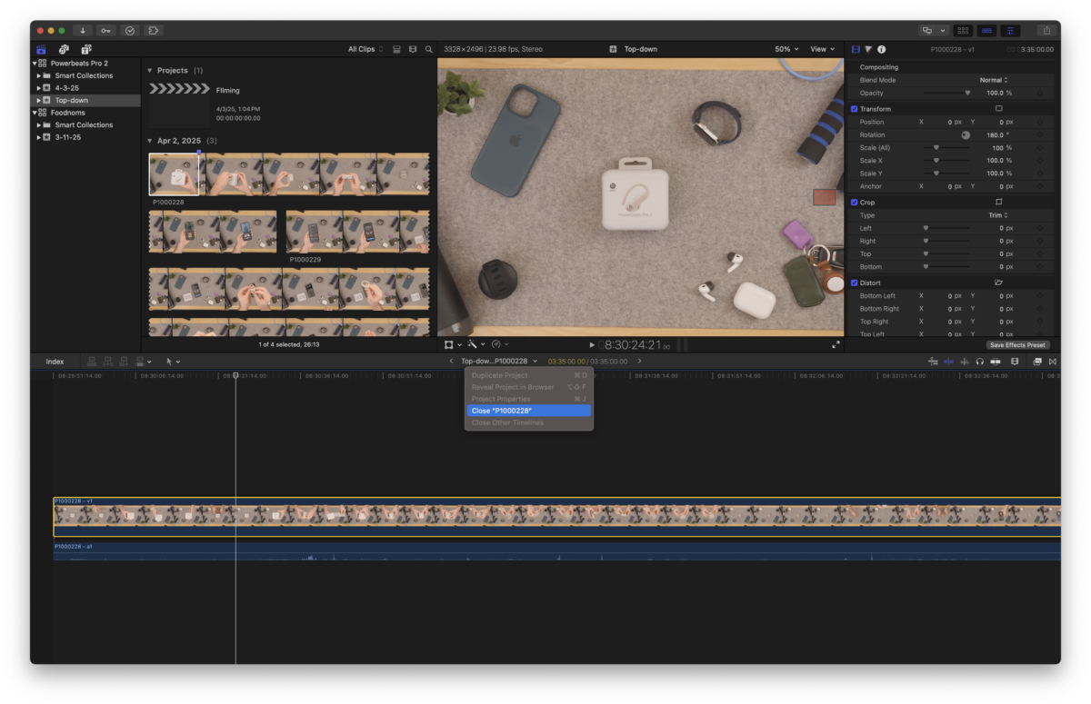 How To Rotate Upside-Down Top-Down Camera Footage using the Final Cut ...