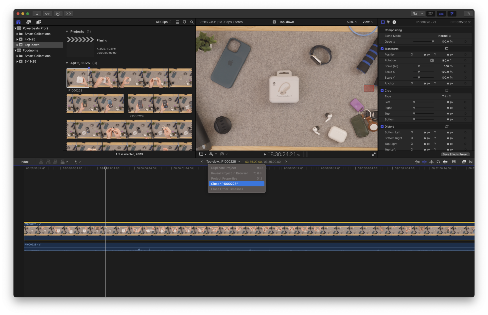 How To Rotate Upside-Down Top-Down Camera Footage using the Final Cut ...